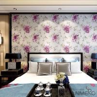 China Chinese 0.53*10M/Roll Suede Wallpaper with Big Pink Flowers Pattern Decoration Foaming for sale