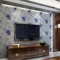 China Chinese 0.53*10M/Roll Suede Wallpaper with Big Pink Flowers Pattern Decoration Foaming for sale