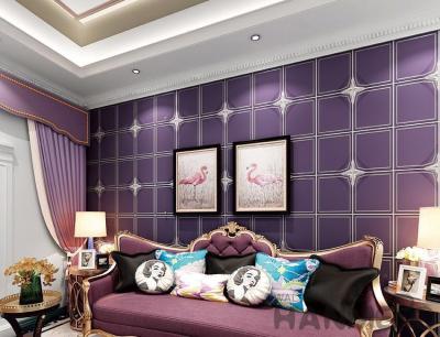 China Purple Color Suede Wallpaper Geometric Design Sofa Backgroung Chinese Factory Supplier for sale