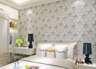 China Greywhite Removable Modern 3D Wallpaper for Living Room 1500g Mould Proof for sale