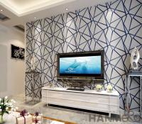China Modern Living Room 3D Suede Wallpaper 0.53*10M Geometric Design Wallcovering Exported for sale