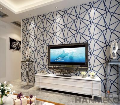 China Modern Living Room 3D Suede Wallpaper 0.53*10M Geometric Design Wallcovering Exported for sale