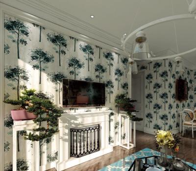 China Eco-friendly Suede Wallpaper 0.53*10M Beautiful Tress Living Room Wallcovering Latest for sale
