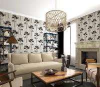 China Eco-friendly Suede Wallpaper 0.53*10M Beautiful Tress Living Room Wallcovering Latest for sale