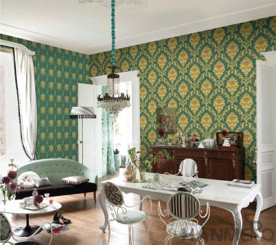 China PVC Wallpaper  Damask Chinese Wallcovering Vendor European Style Room Sofa Background for sale