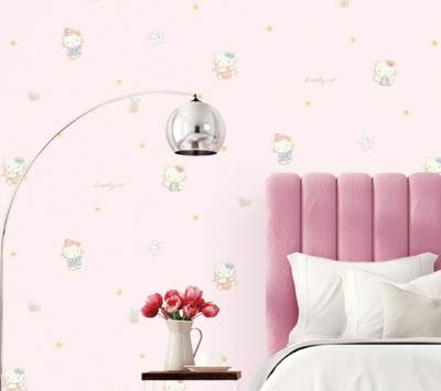 China CE certificate Economical Hello Kitty Cartoon Wallpaper Kids Bedroom Decoration Wallcovering for sale