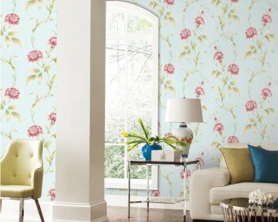China TV Background Mould-Proof Modern Removable Flowers Wallcovering Wallpaper Eco-Friendly for sale