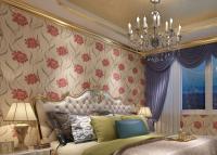 China Durable Floral Living Room Striped Wallpaper With Red Floral , Non Woven Materials for sale
