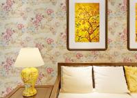 China 0.53*10M Contemporary Bedroom Wallpaper With Light Yellow Floral Pattern , Heat Insulation for sale