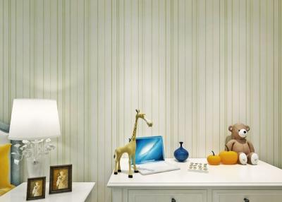 China Green Modern Striped Floral Wallpaper For Girl’S Room , Smooth Surface Paper for sale