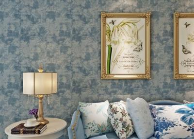 China Modern 0.53*10m Living Room Embossed Blue Non-woven Wallpaper for sale