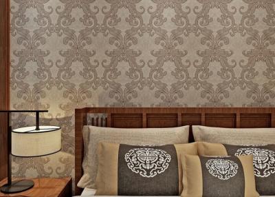 China Washable Victorian Style Wallpaper For Living Room , Contemporary Damask Wallpaper Mould Proof for sale
