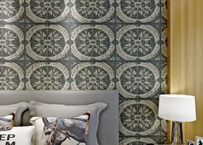 China Waterproof Circle Retro Vintage Wallcovering / 0.53*10M Black Bedroom Wallpaper for sale