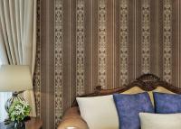 China Brown European Style Wallpaper PVC Embossed Floral Home Decorative Wallcovering for sale