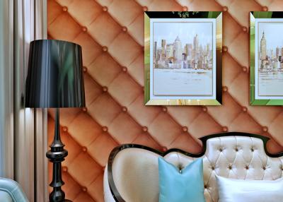 China European Style Washable Vinyl Wallpaper with 3D Effect Leather Pattern , SAC Listed for sale
