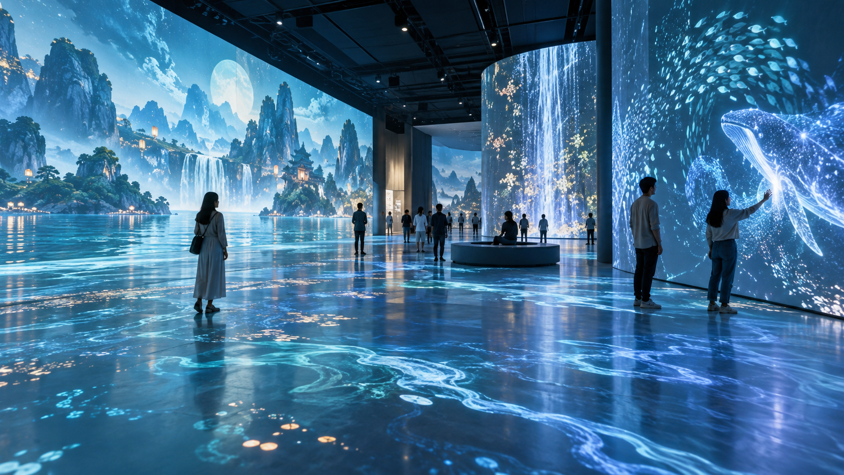 immersive projector solution for interactive exhibition hall