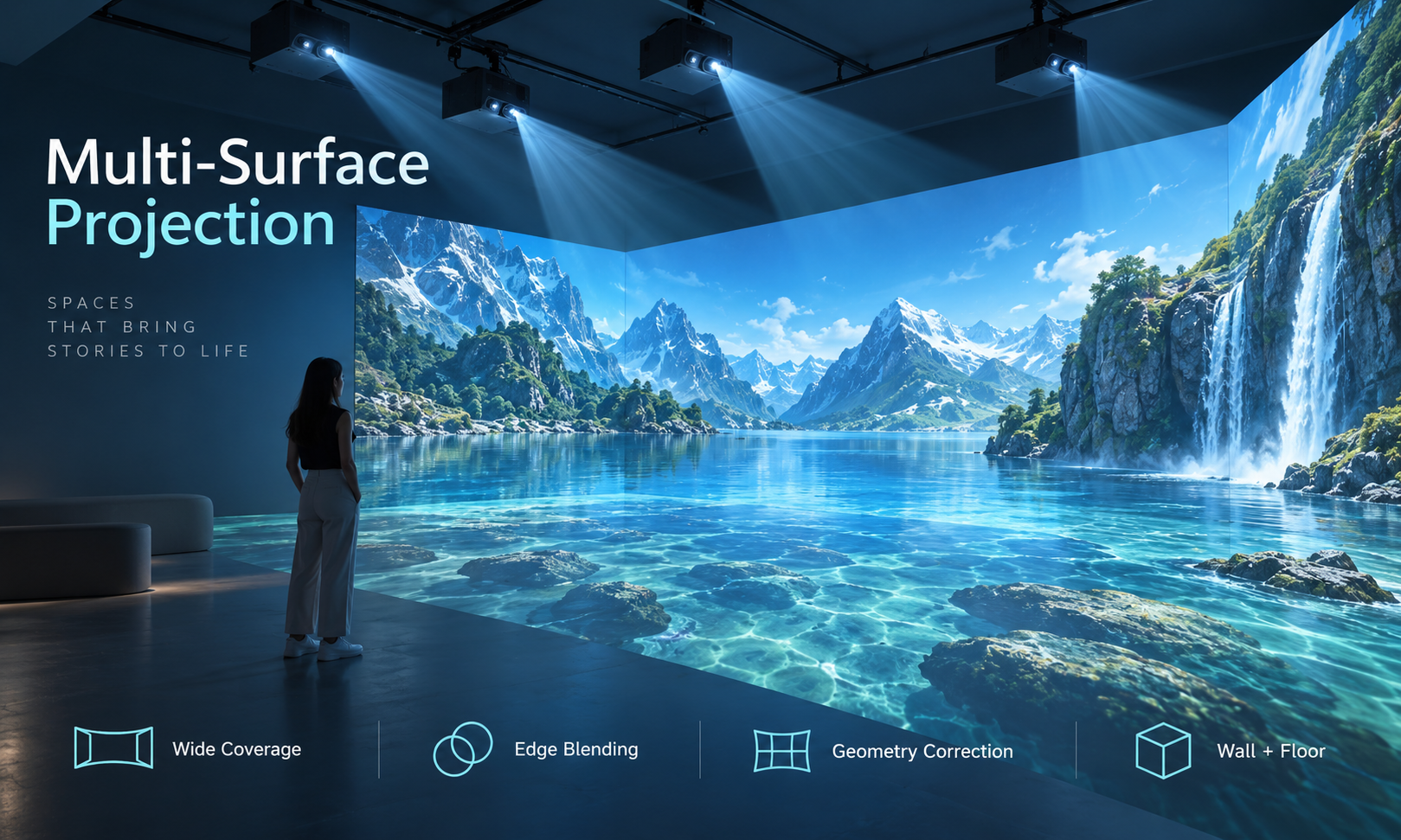 multi projector 360 immersive projection room