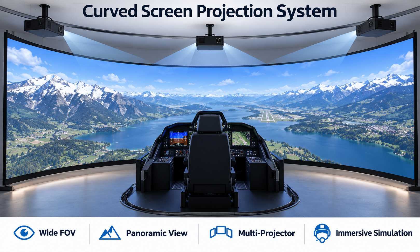 curved screen projection system for immersive environment