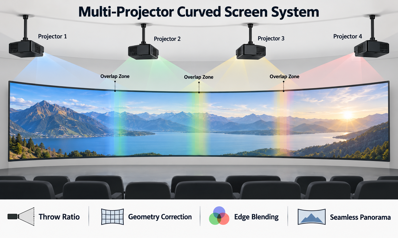 multi projector curved screen simulation projection system