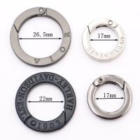 China Custom 1 Inch Flat Circle Carabiner O Ring Zinc Alloy Silver Black Debossed Logo for sale