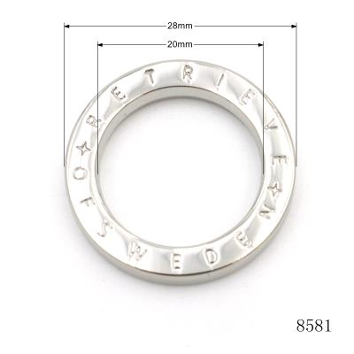 China Zinc Alloy 20mm Flat Square Metal O Ring with Engraved Logo for Handbags for sale