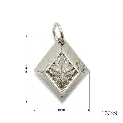 China 30mm Rhombus Metal Logo Tag 3D Nickel Plated Key Ring Tag Custom OEM for sale