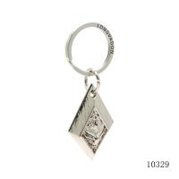 China 30mm Rhombus Metal Logo Tag 3D Nickel Plated Key Ring Tag Custom OEM for sale
