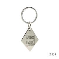 China 30mm Rhombus Metal Logo Tag 3D Nickel Plated Key Ring Tag Custom OEM for sale