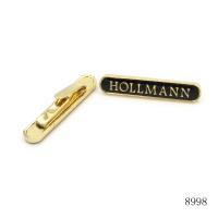 China Gold Plated Black Enamel Oval Custom Logo Name Plate for Handbags 30mm for sale