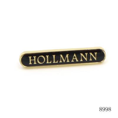 China Gold Plated Black Enamel Oval Custom Logo Name Plate for Handbags 30mm for sale