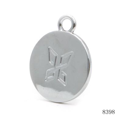 China 25mm Custom Engraved Metal Tag Round Zinc Alloy Chrome Finish Logo Tag for Branding for sale