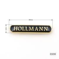 China Gold Plated Black Enamel Oval Custom Logo Name Plate for Handbags 30mm for sale