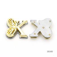 China Custom 18mm Gold Glossy Butterfly Metal Logo Tag Zinc Alloy Brand Plate for sale