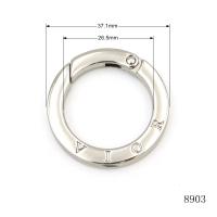 China Custom 1 Inch Flat Circle Carabiner O Ring Zinc Alloy Silver Black Debossed Logo for sale