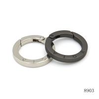 China Custom 1 Inch Flat Circle Carabiner O Ring Zinc Alloy Silver Black Debossed Logo for sale