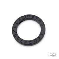 China 27x37mm Black Matte Zinc Alloy Key Holder Ring with Engraved Letters O Ring Carabiner for sale