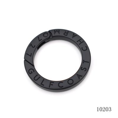 China 27x37mm Black Matte Zinc Alloy Key Holder Ring with Engraved Letters O Ring Carabiner for sale