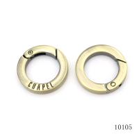 China Flat Antique Brass Carabiner 30mm O Ring Keychain With Push Gate for sale