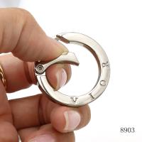 China Custom 1 Inch Flat Circle Carabiner O Ring Zinc Alloy Silver Black Debossed Logo for sale