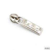 China Embossed Custom Logo Zipper Pulls Nickel Plated Handbag Zipper Pulls for sale