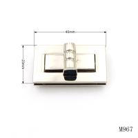 China 40mm Metal Bag Lock Nickel Plated Handbag Lock Hardware Rectangular for sale