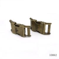 China Antique Brass Metal Side Release Buckle 25mm Custom Engraving Logo for Dog Collar for sale