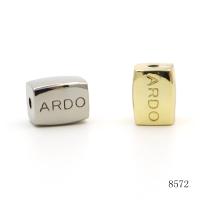 China 10mm Square Metal Alloy Bead Custom Text Engraving Bracelet Space Beads OEM for sale