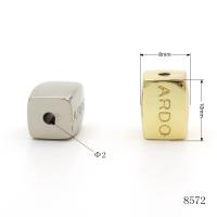 China 10mm Square Metal Alloy Bead Custom Text Engraving Bracelet Space Beads OEM for sale