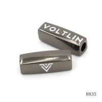 China Gunmetal Plated 20mm Square Beads with White Enamel Text Logo for Bracelet Making for sale