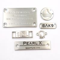 China Nickel Metal Square Embossed Tags Custom Logo for Leather Shoes 30mm for sale