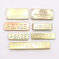 China Custom Rectangle Matte Silver Plating Metal Logo Label Plate 26mm x 35mm for Bags for sale