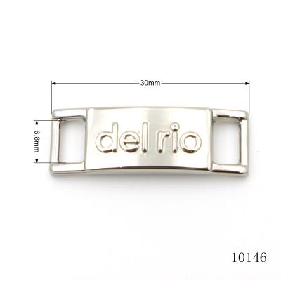 China Nickel Metal Square Embossed Tags Custom Logo for Leather Shoes 30mm for sale