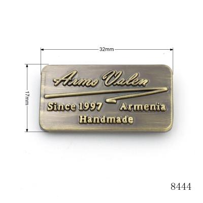 China Custom Engraved Brass Metal Logo Tag Square Anti Fade 25mm Hardware for Handbags for sale