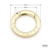 China Gold Zinc Alloy Circle Carabiner 35mm Spring Gate Ring Key Chain Accessories Custom Logo for sale